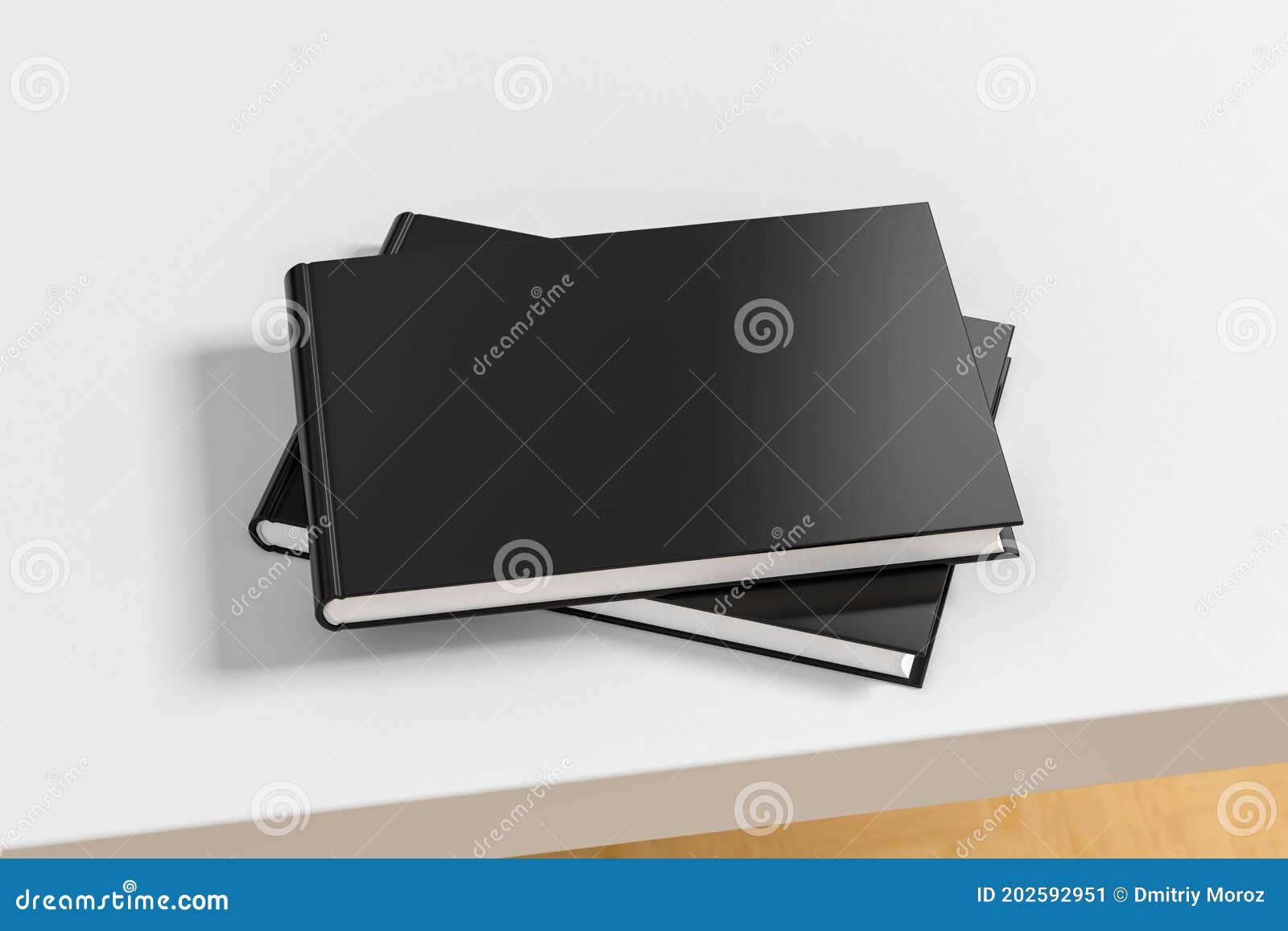 Horizontal or Landscape Black Hardcover Book Stack Mockup on the White ...
