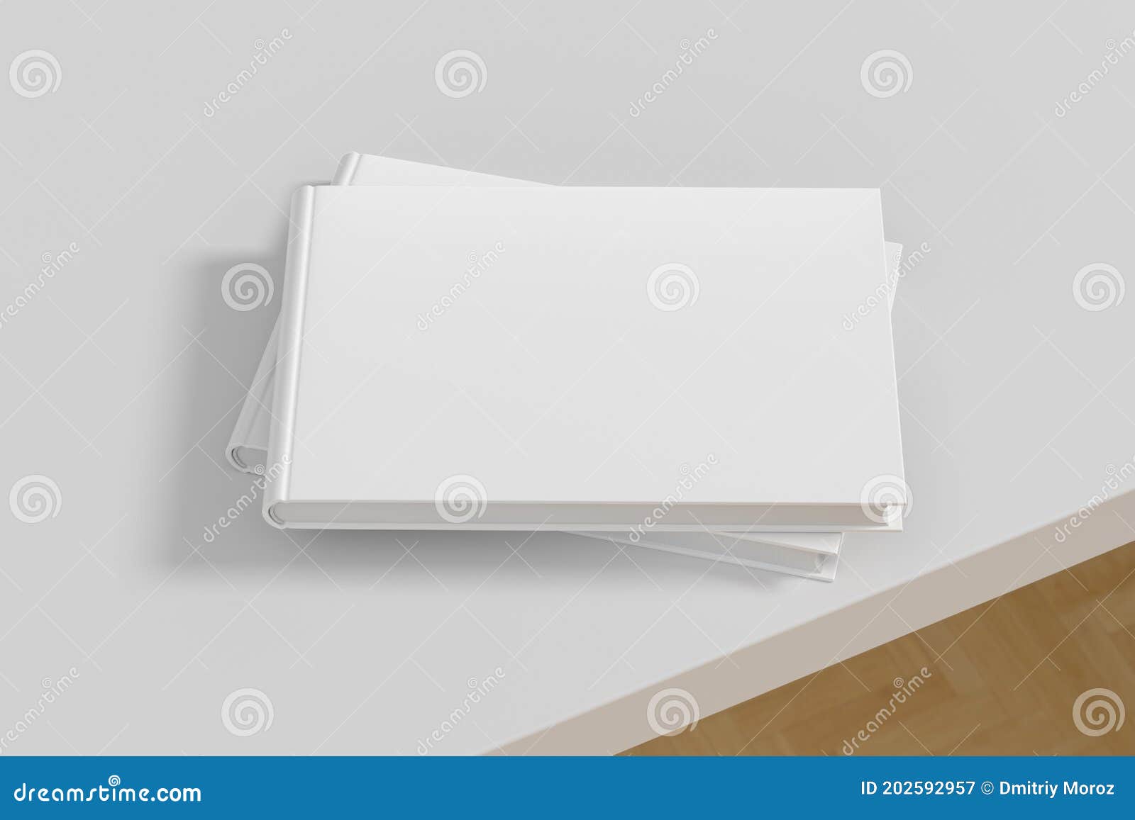 Horizontal or Landscape White Hardcover Book Stack Mockup on the White ...