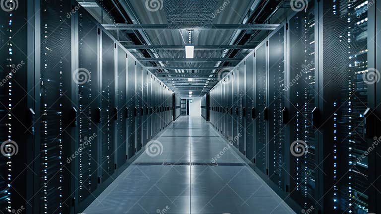 Horizontal Layout of a Data Center with Rows Stock Illustration ...