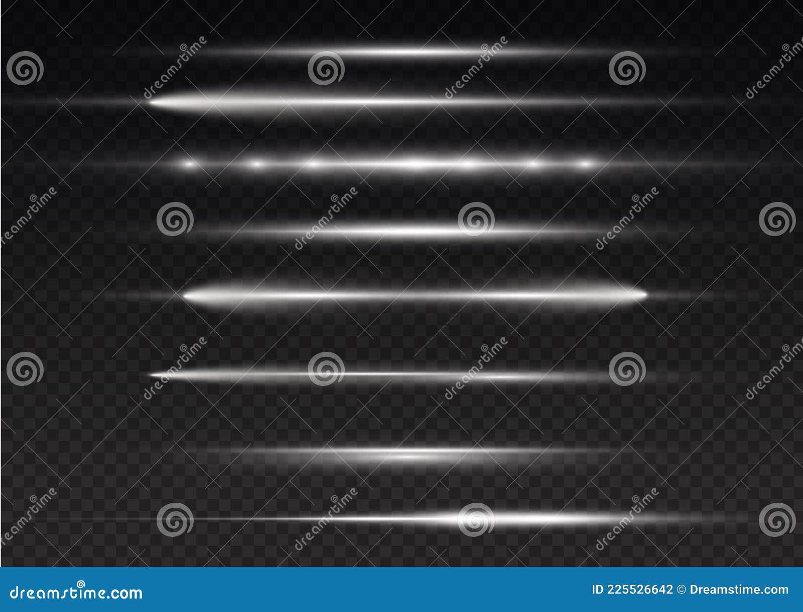 Horizontal Light Rays, Flash White Line Beams. Stock Vector ...