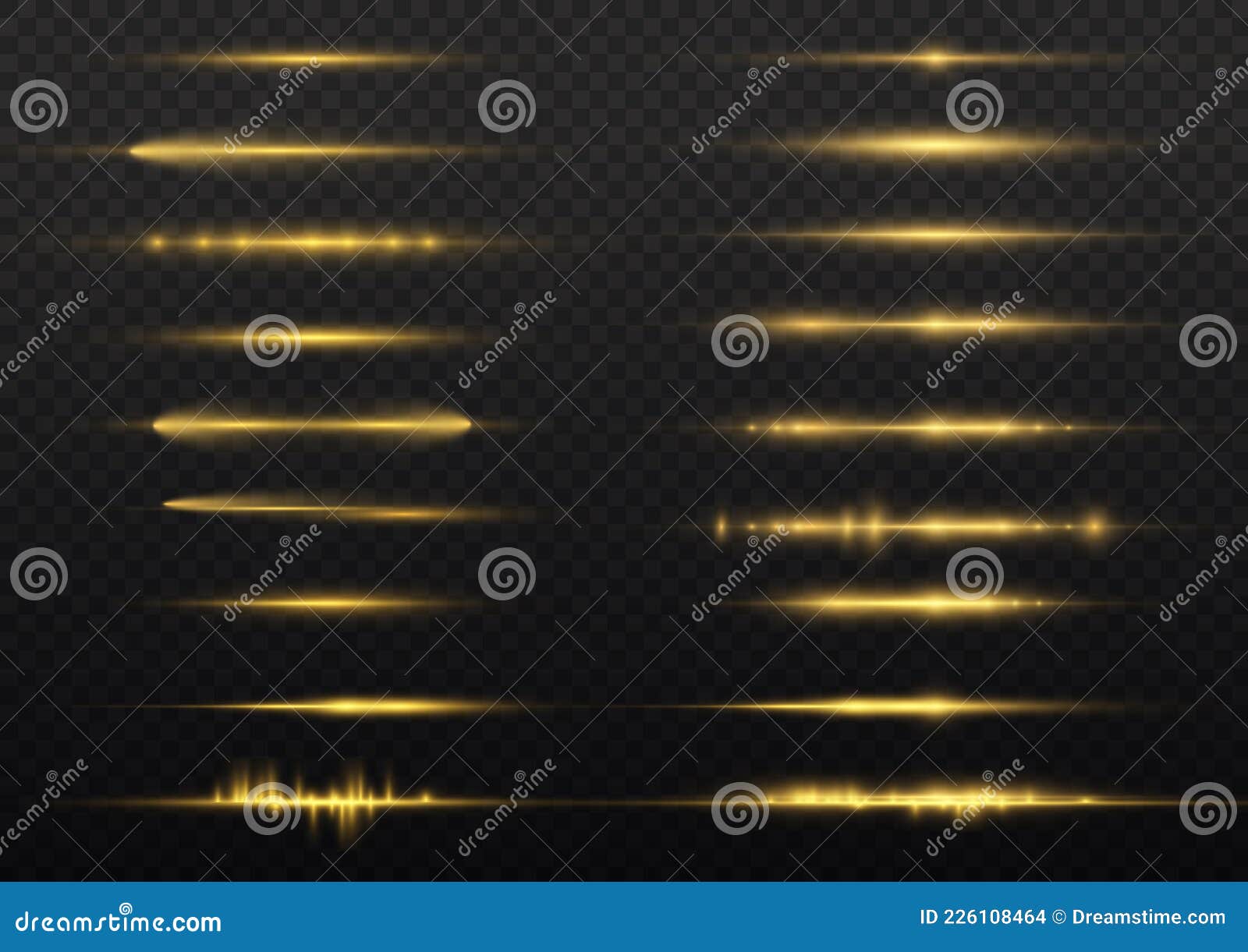 Horizontal Light Rays, Flash Yellow, Glow Beams. Stock Illustration ...