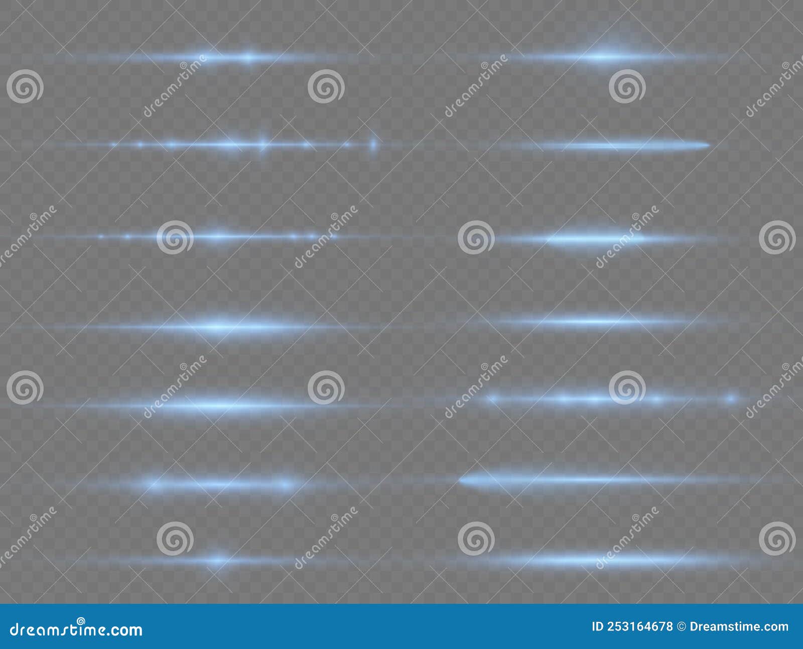 Horizontal Light Rays, Glow Speed Line, Flash Blue Stock Vector ...