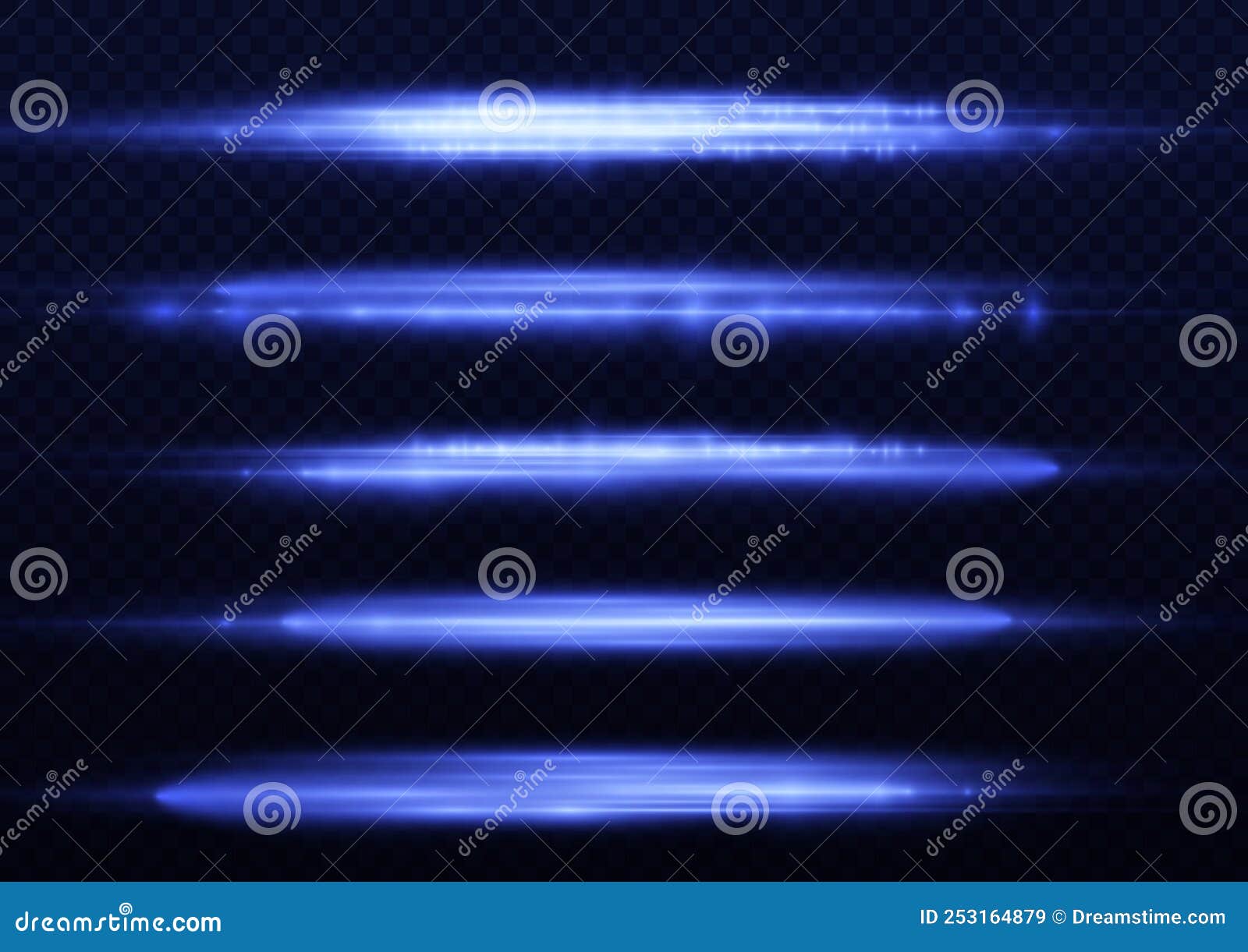 Horizontal Light Rays, Glow Speed Line, Flash Blue Stock Vector ...