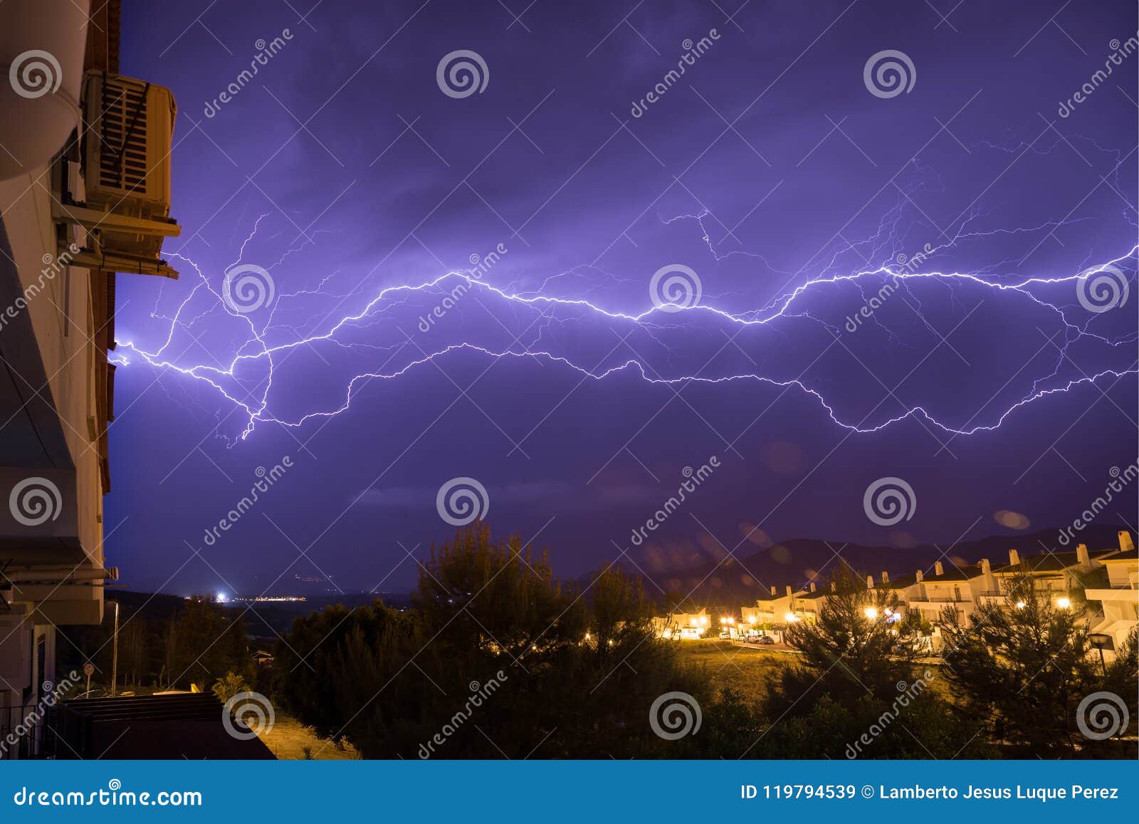 Horizontal Lightning in a Thunderstorm Stock Image - Image of bright ...