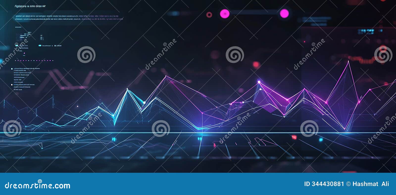 Horizontal Line Graph with Sharp Peaks, Tech Theme, Dark Mode Stock ...