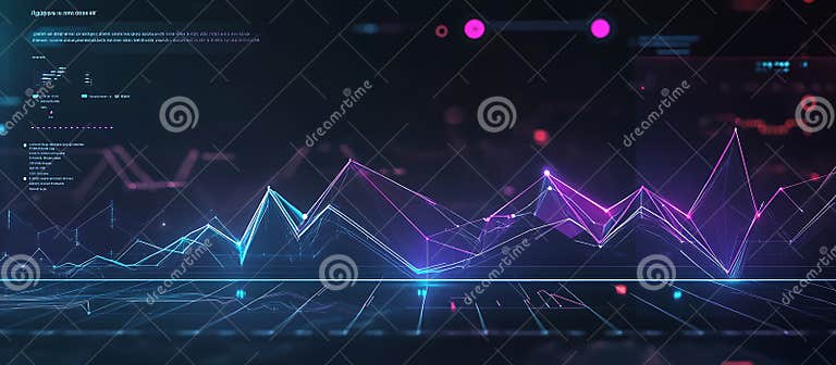Horizontal Line Graph with Sharp Peaks, Tech Theme, Dark Mode Stock ...