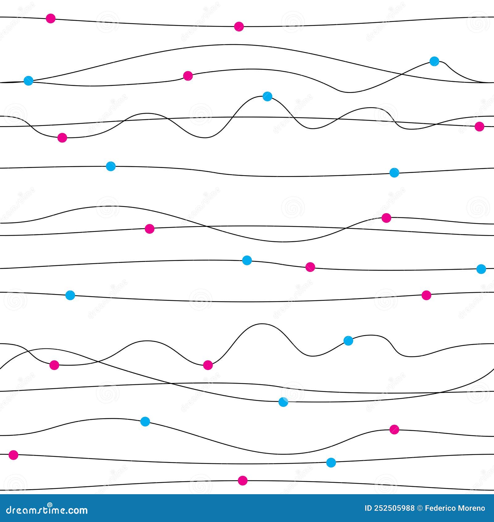 Horizontal Lines Forming Waves with Colored Dots. Seamless Pattern ...