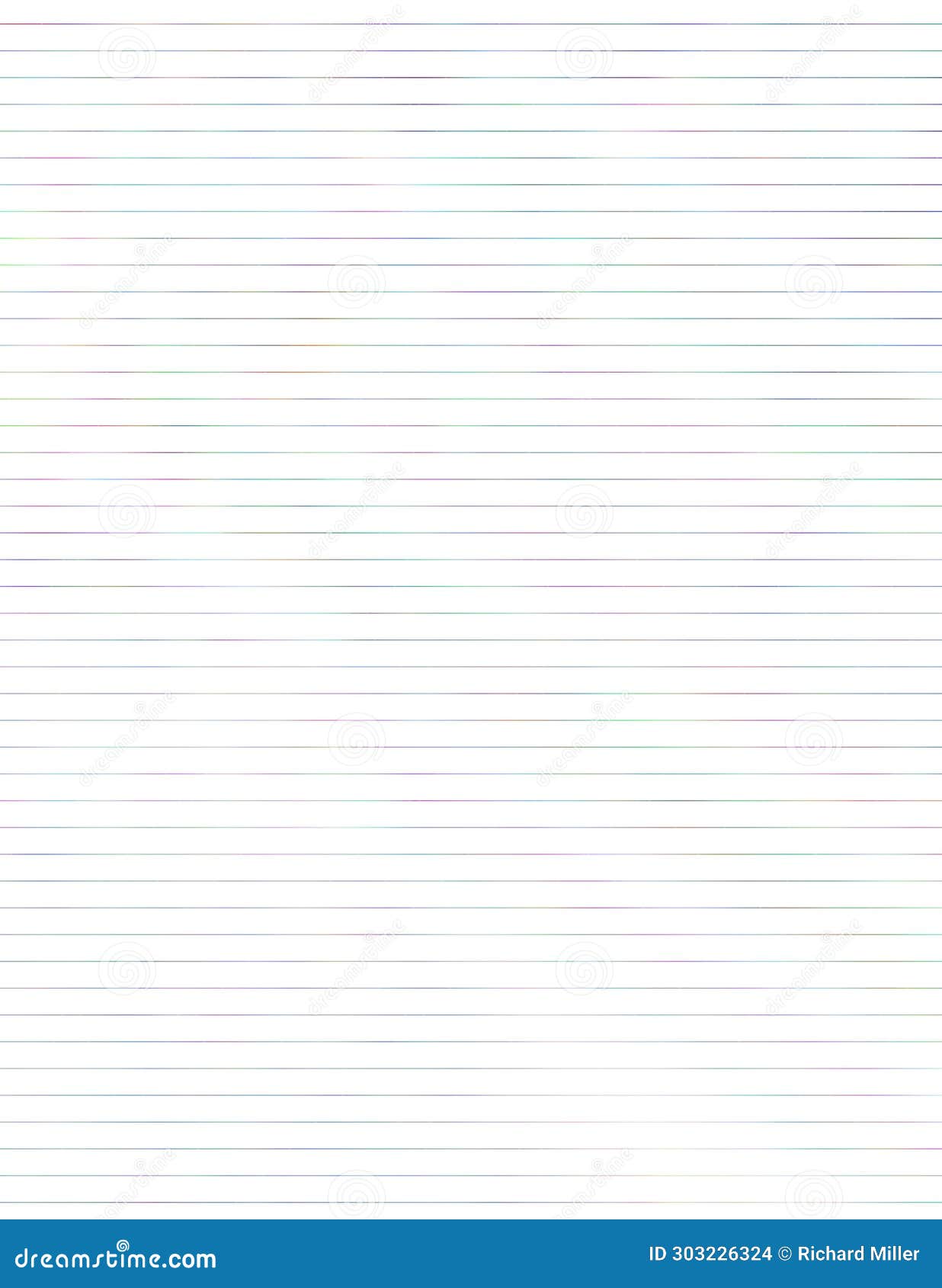 Notepaper Horizontal Lines of Soft Multicolor Iridescent on White Stock ...