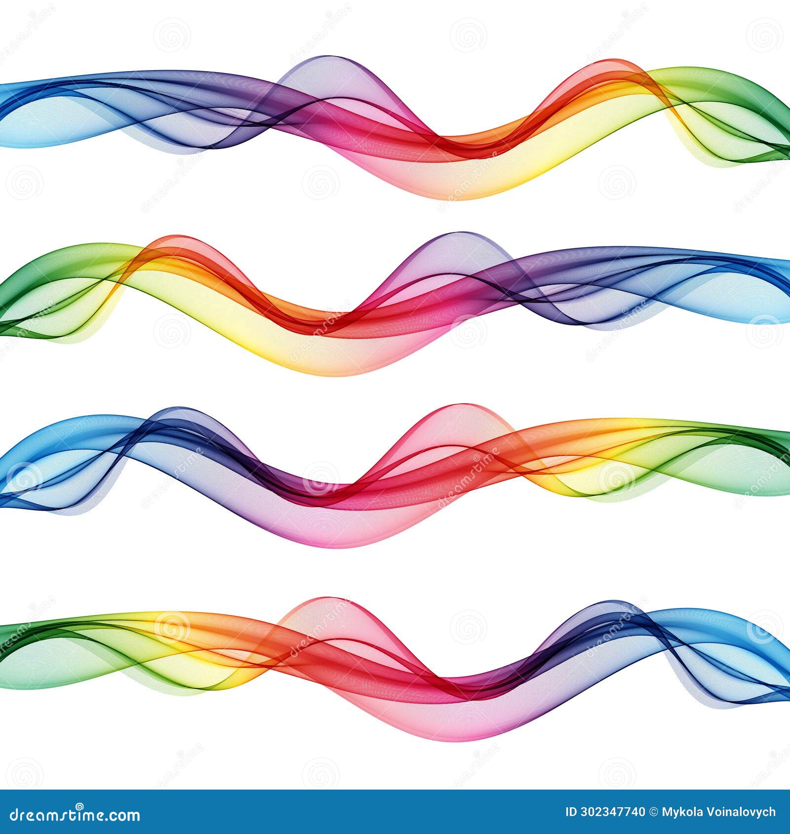 Horizontal Lines of Rainbow Waves on a White Background, Abstract ...