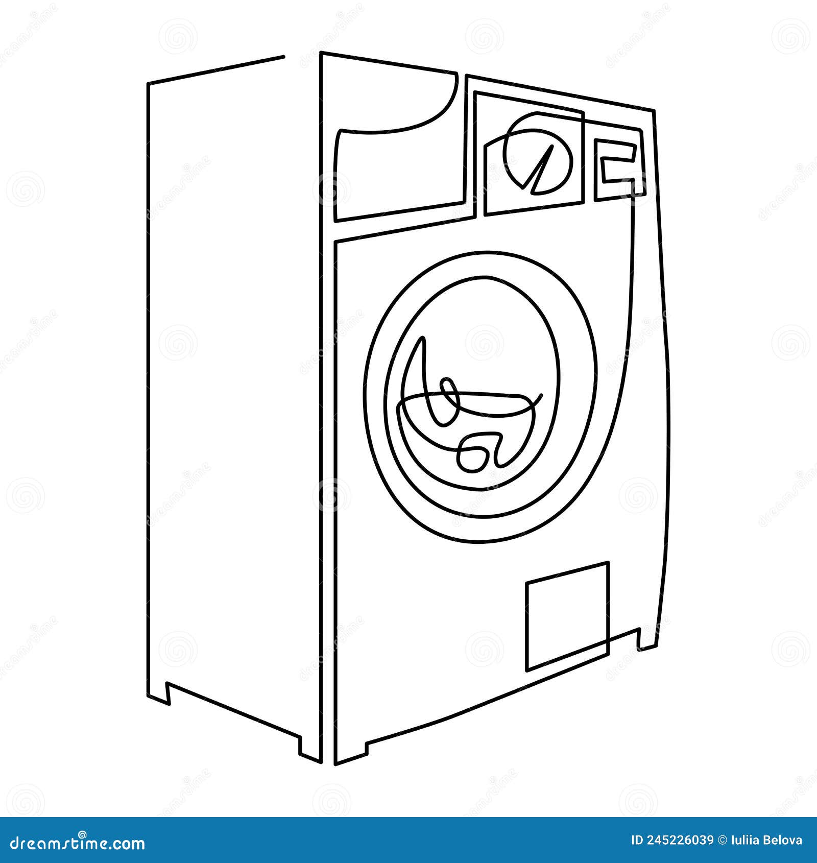 Horizontal Loading Washing Machine Illustration. Vector Continuous Line ...