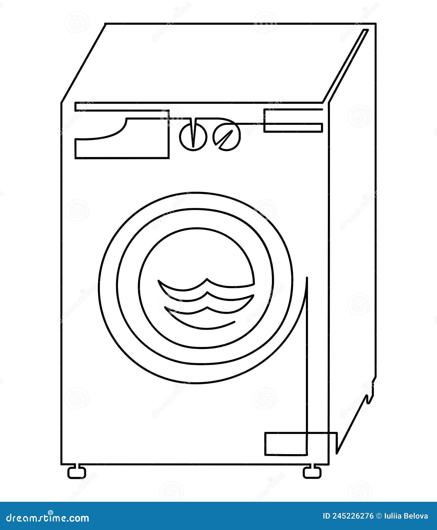 Horizontal Loading Washing Machine Illustration. Vector Continuous Line ...