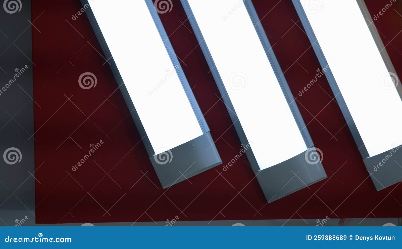 Horizontal Long Lamps on the Red Ceiling. Stock Illustration ...