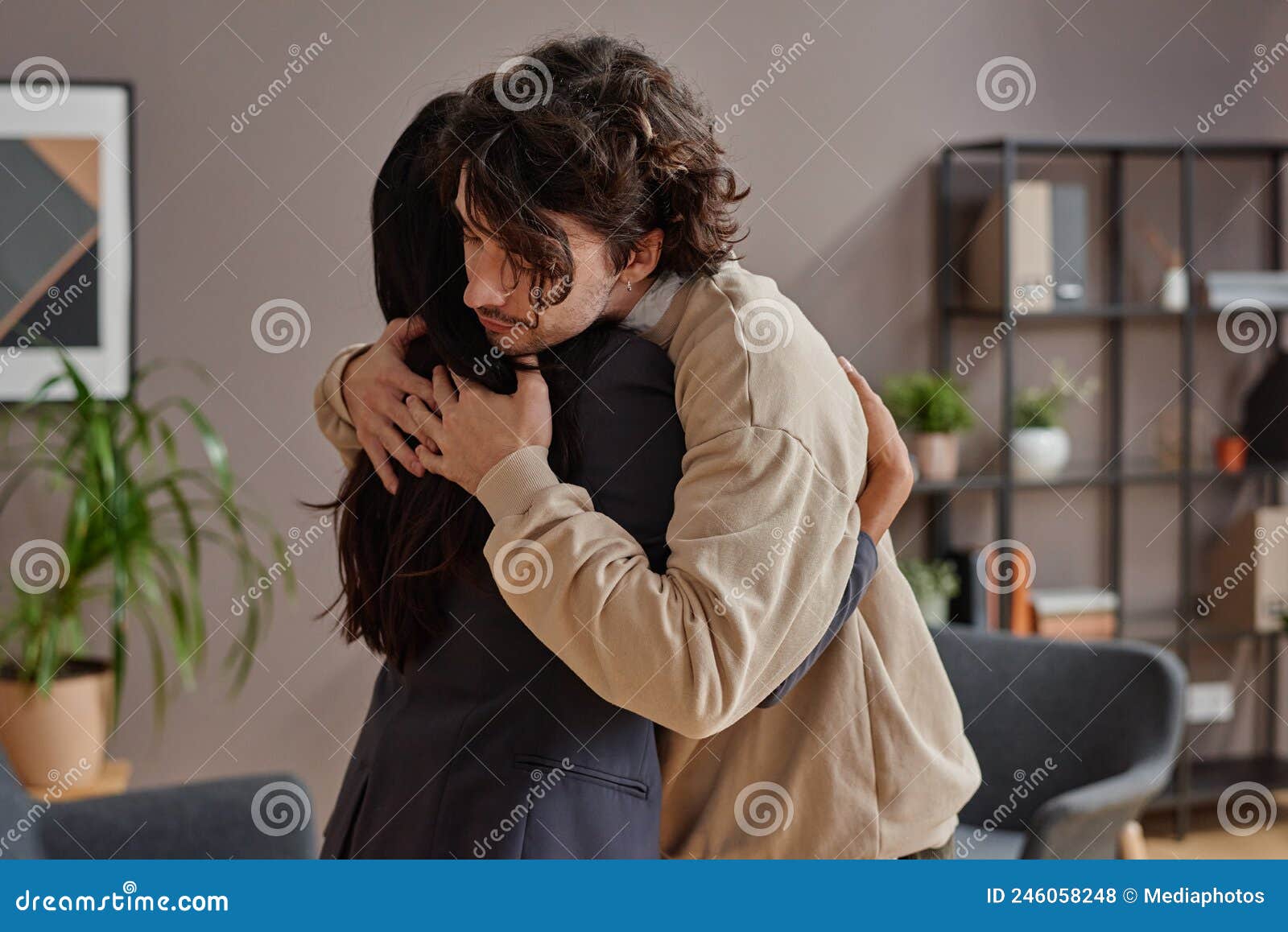 Man Hugging Psychologist stock photo. Image of professional - 246058248
