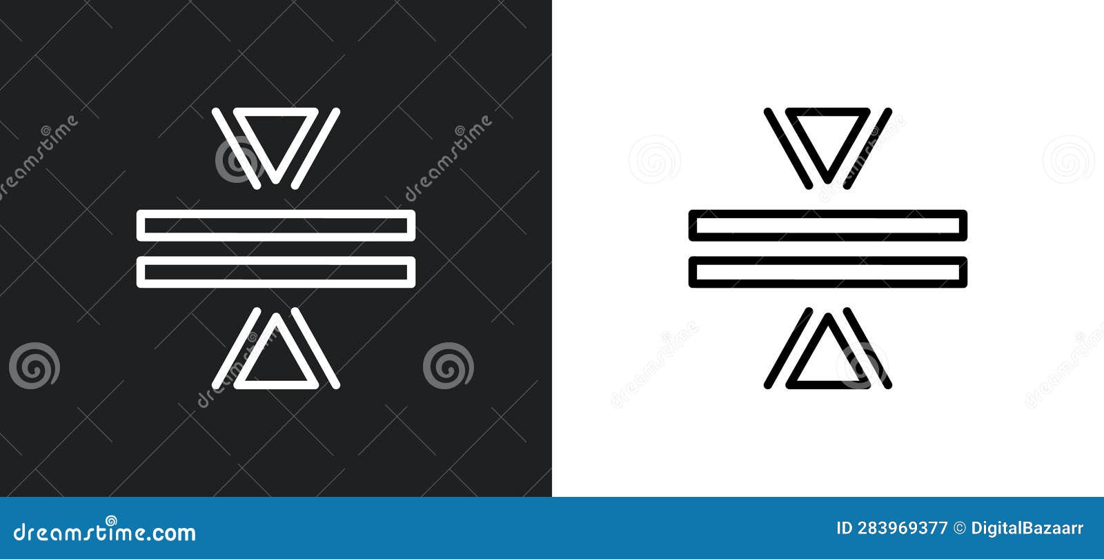 Horizontal Merge Outline Icon in White and Black Colors. Horizontal ...