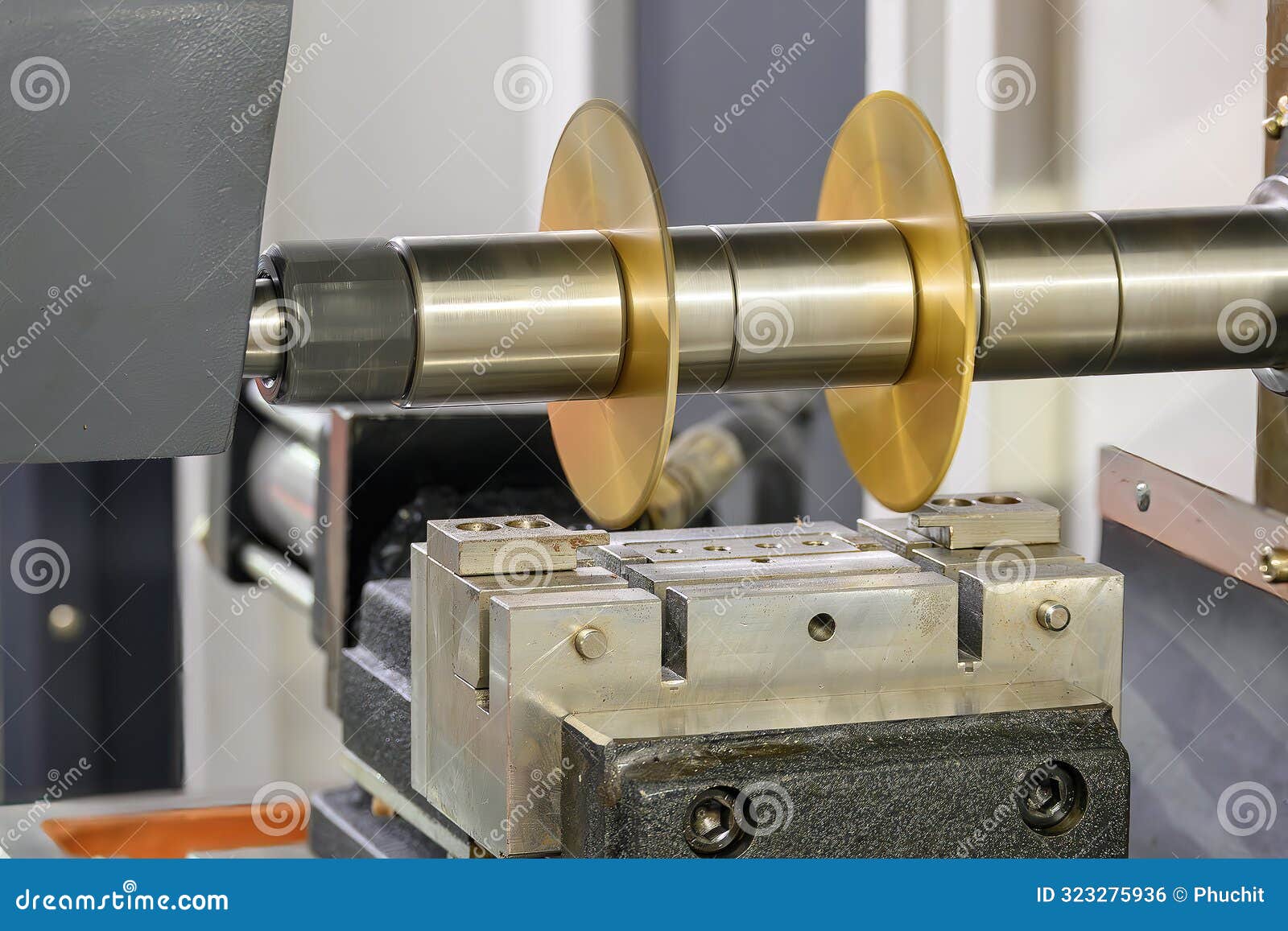 The Horizontal Milling Machine Working with Double Cutter Stock Photo ...