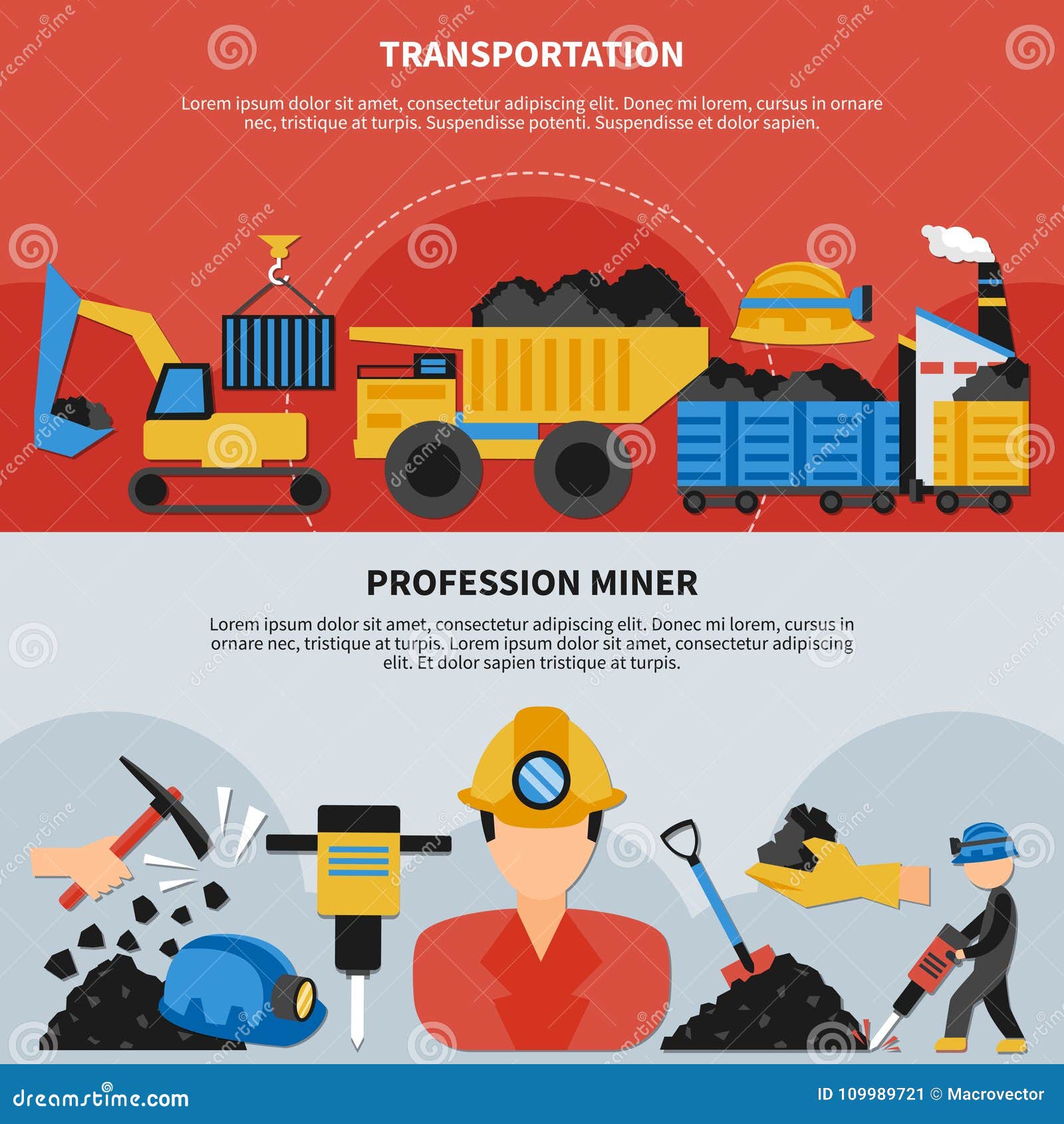 Mining Banners Set stock vector. Illustration of mineral - 109989721
