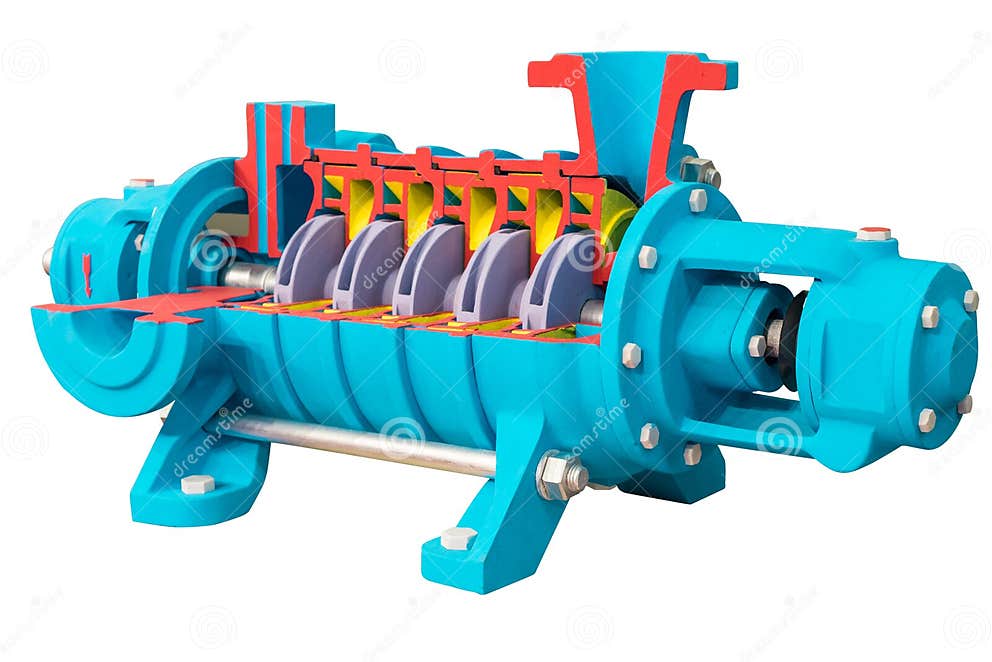 Horizontal Multi-section Water Pump, Cross-section. the Internal Device ...