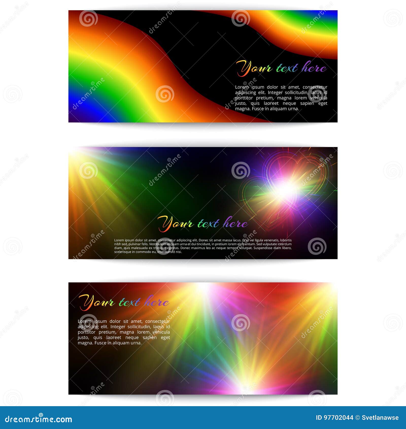 Horizontal Multicolored Banners Stock Vector - Illustration of gleaming ...