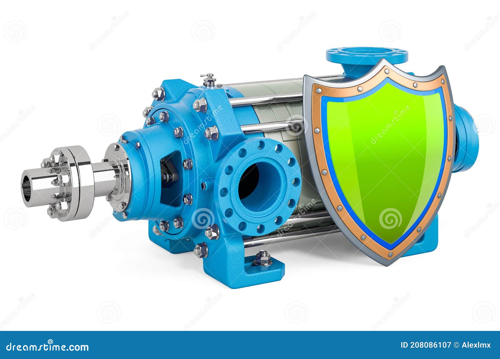 Horizontal Multistage Centrifugal Pump With Shield, 3D Rendering ...