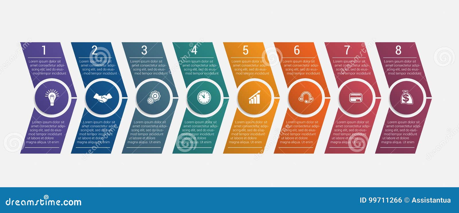 Horizontal Numbered Color Arrows with Text Template Infographic Stock ...