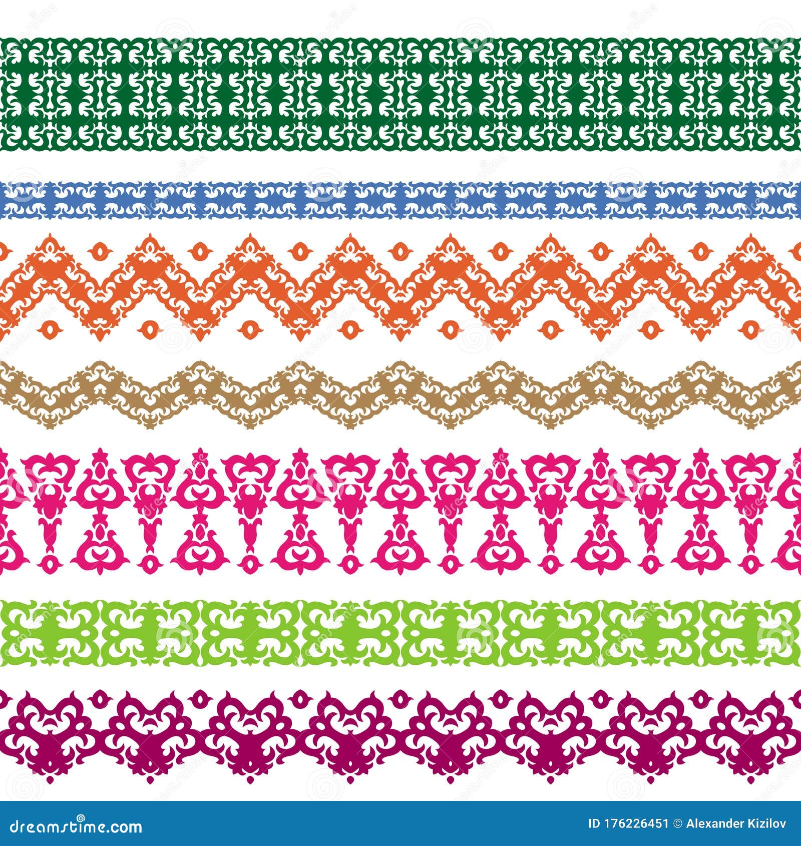 Set Of Horizontal Ornaments Of School Supplies. Vector Black And White ...