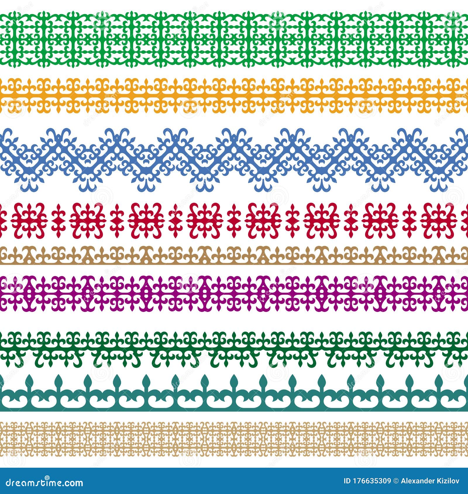 Horizontal Ornaments with Caucasian Decorative Elements Stock ...