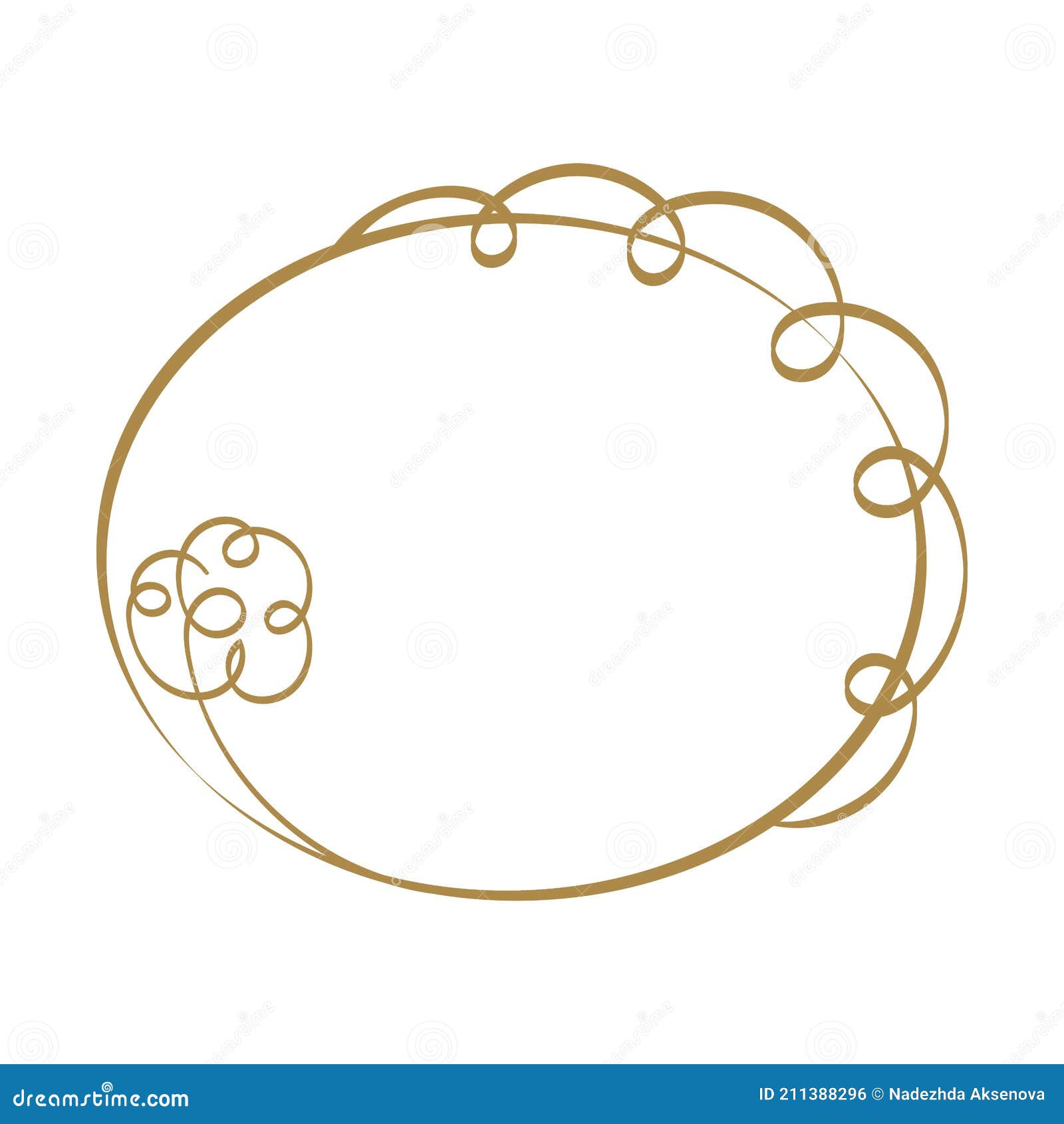 Horizontal Oval Frame with Stylized Flower and Decorative Elements ...