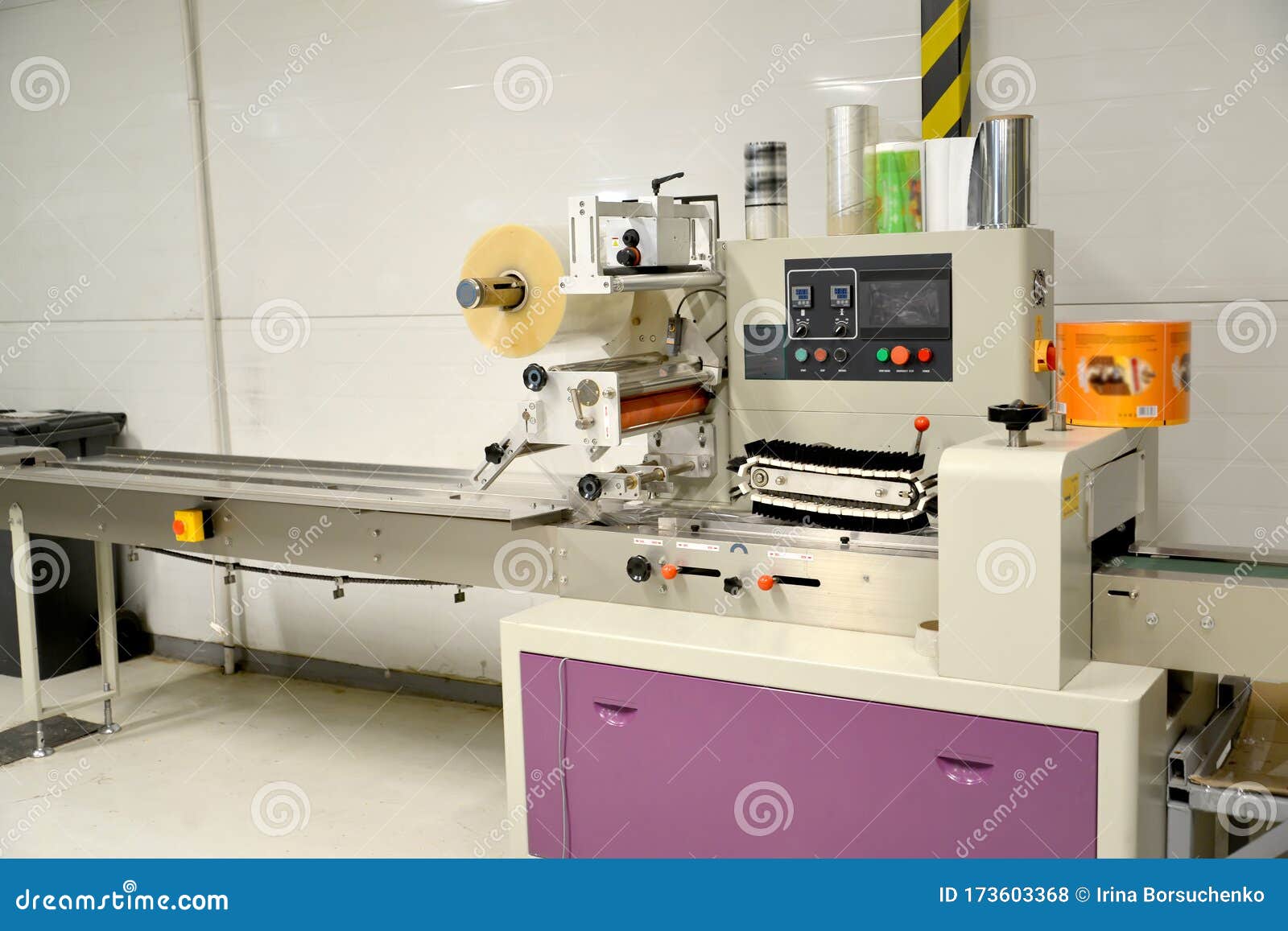 Horizontal Packaging Machine for Confectionery Packaging. Packing Area ...