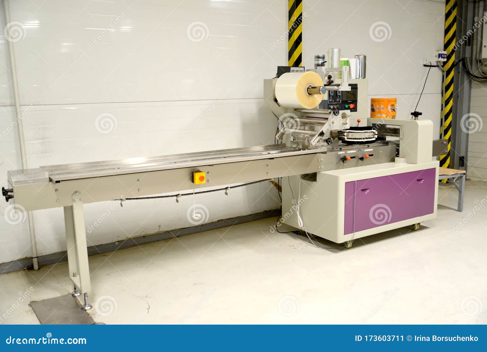 Horizontal Packaging Machine for Confectionery Packaging. Packing Area ...