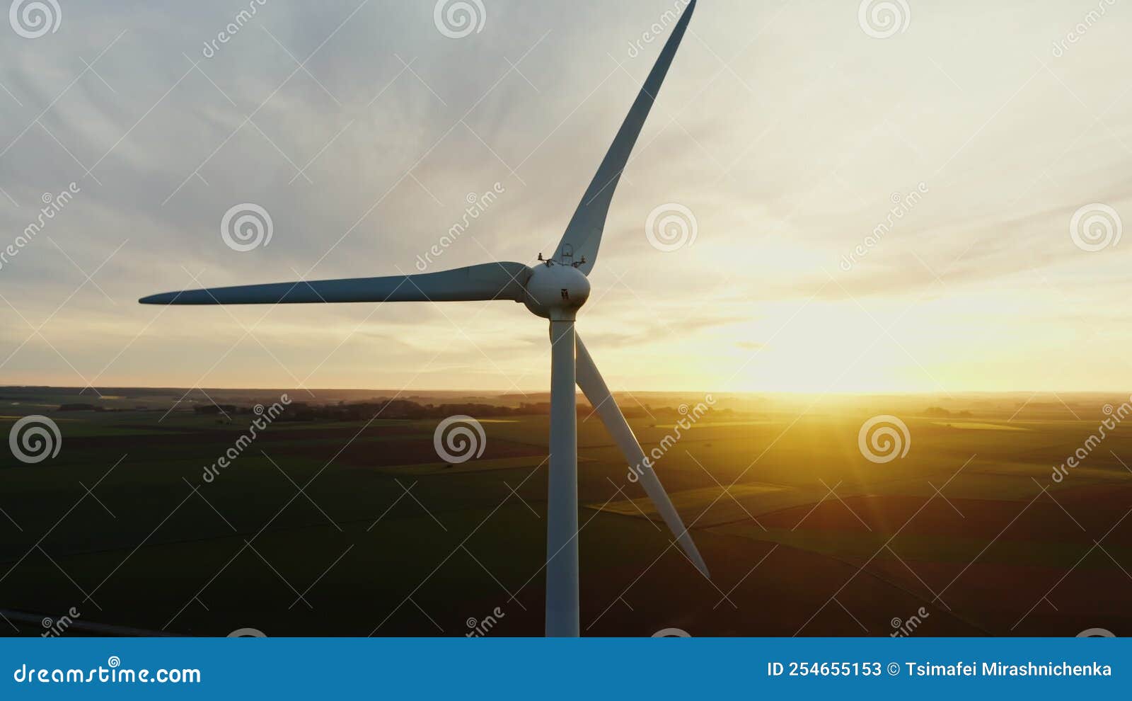 Horizontal Panning from a Drone, View of a Wind Farm among Fields Stock ...