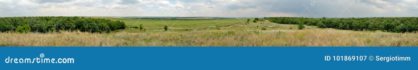 Horizontal Panorama of the Steppe of Ukraine. Stock Image - Image of ...
