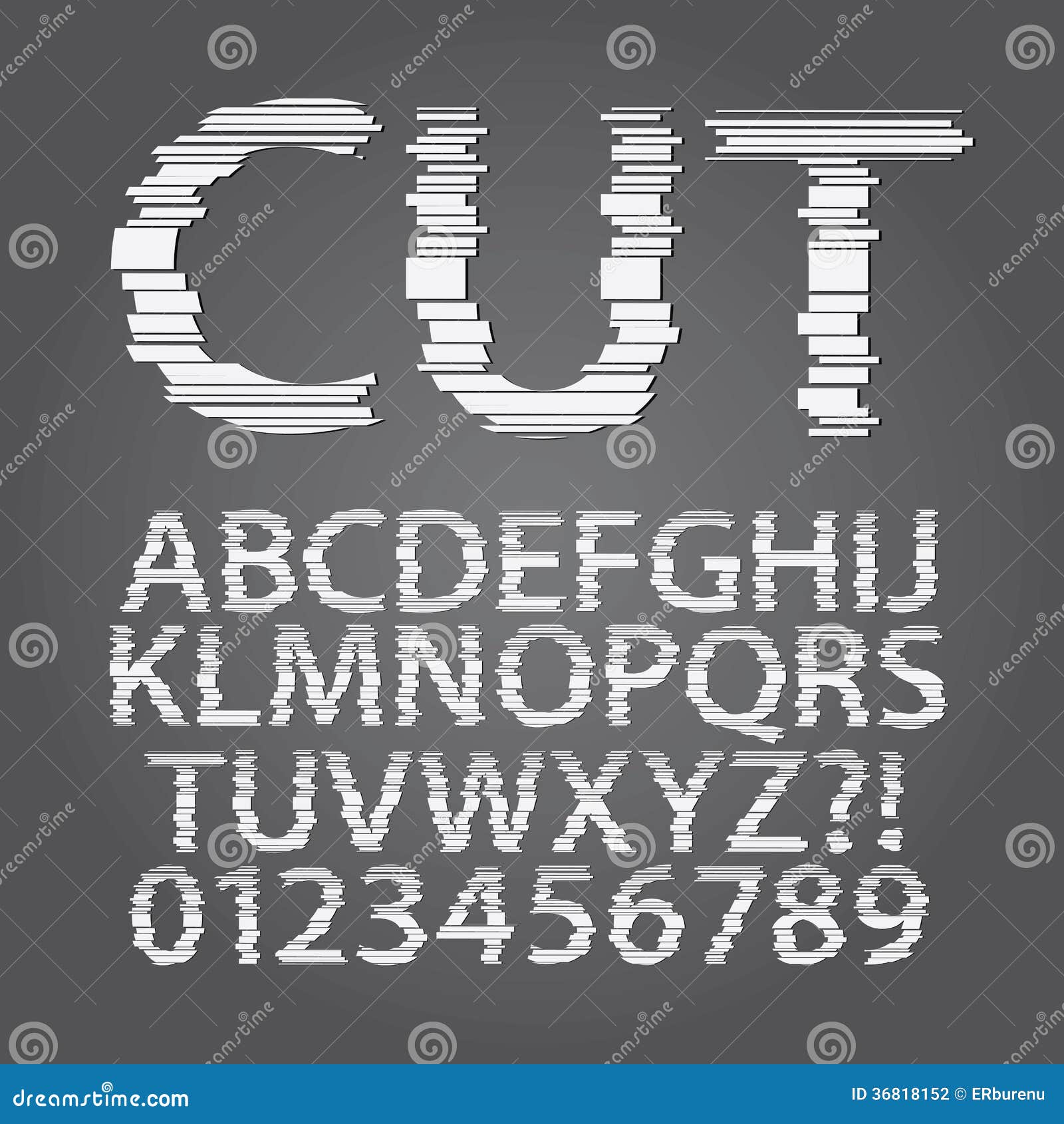 Horizontal Paper Cut Alphabet and Digit Vector Stock Vector ...