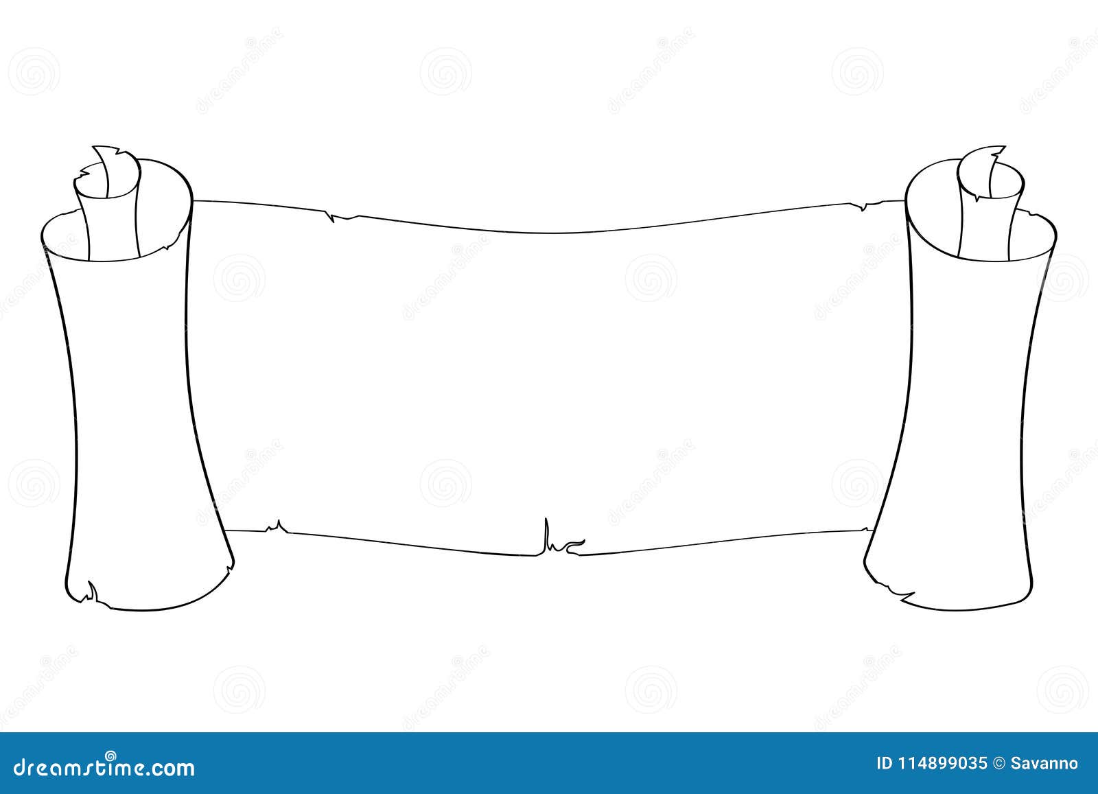Horizontal Paper Scroll. Outline Drawing Stock Vector - Illustration of ... Horizontal Paper Scroll. Outline Drawing Stock Vector - Illustration of ...