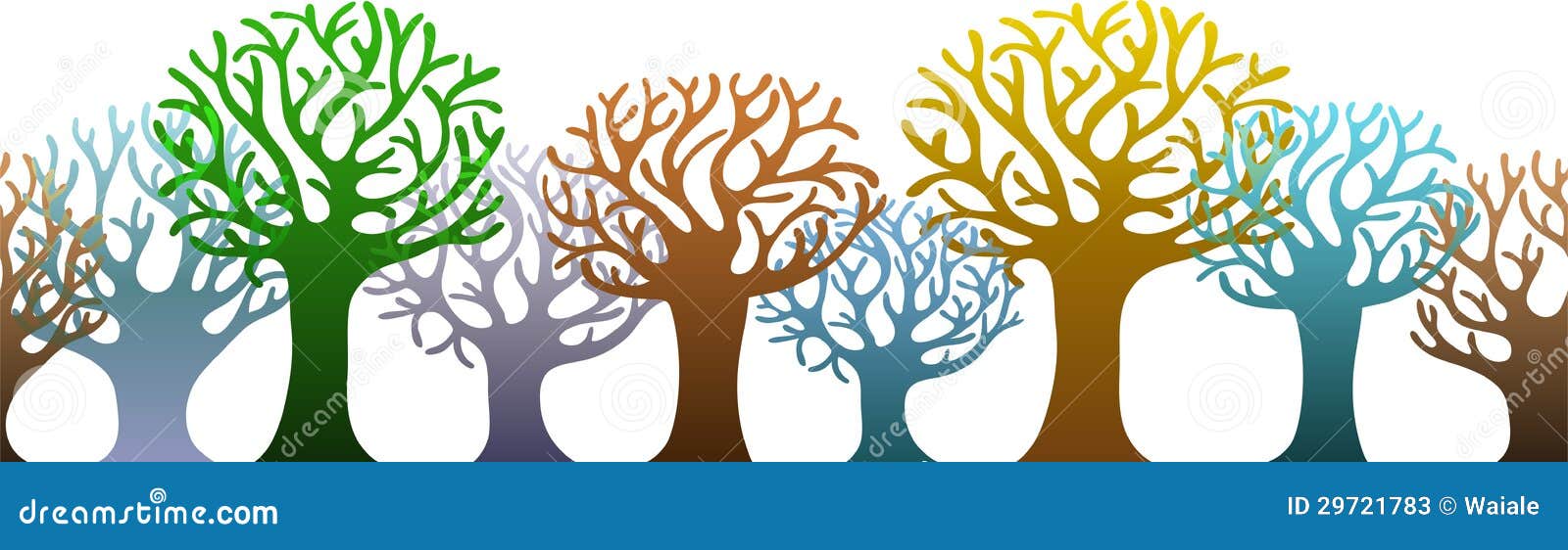 Horizontal Pattern of Colorful Trees Stock Vector - Illustration of ...