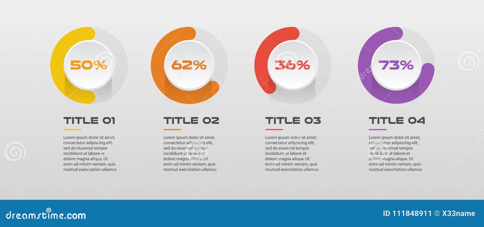 Horizontal Percent Infographics - Can Illustrate A Strategy, Workflow ...