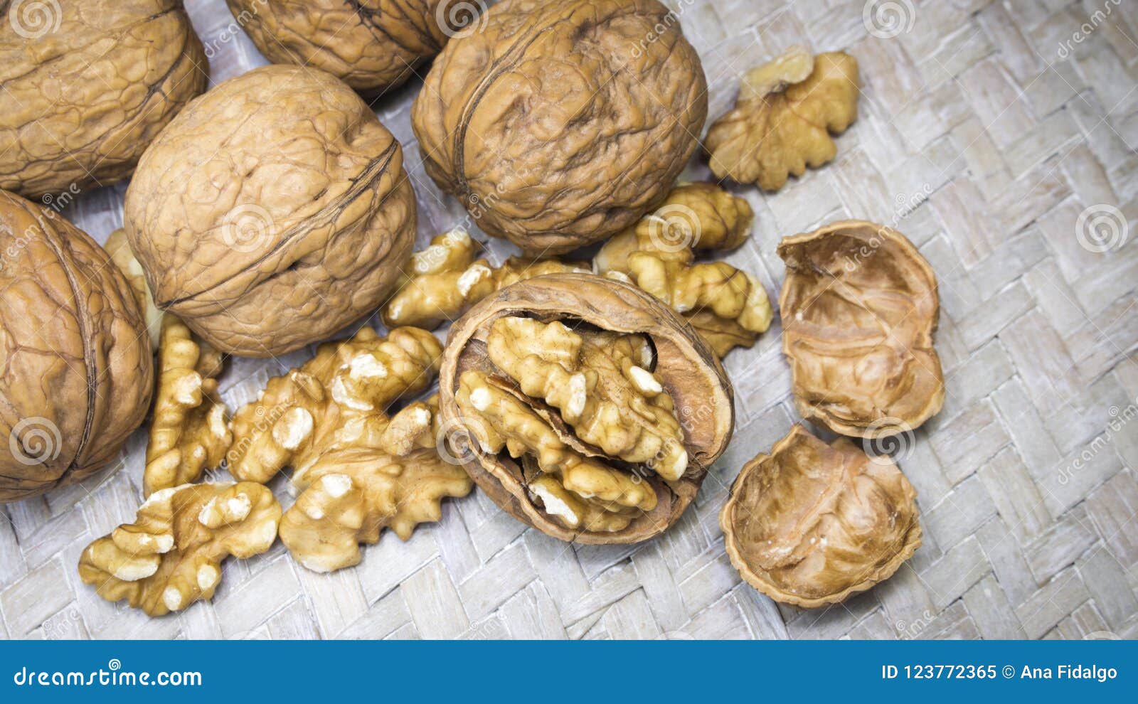 Assortment of Walnut Shells, Walnut Kernels and Cracked Walnut Shells ...