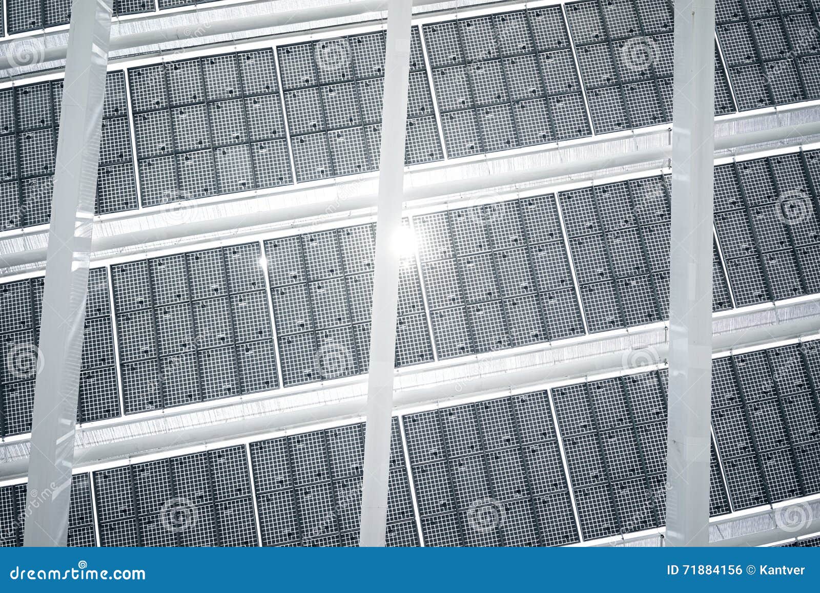 Horizontal Photo Modern Solar Panel with Sunrays Reflecting ...