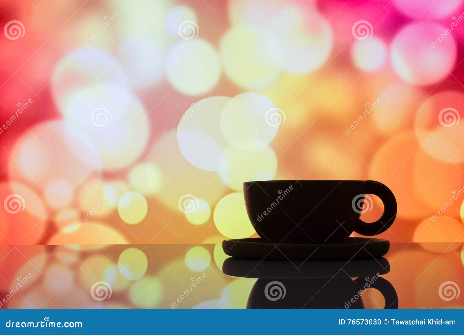 Horizontal Photo of Silhouette Coffee Cup on Colorful Bokeh Back Stock ...