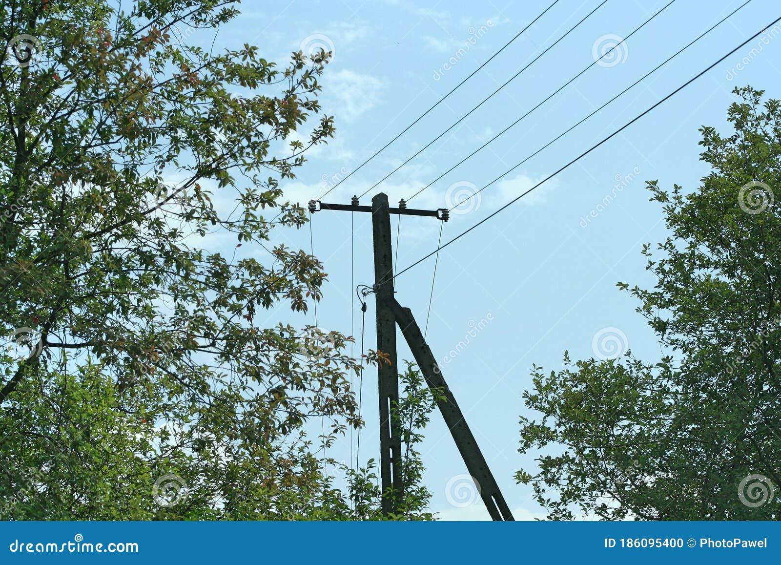 Horizontal Photo of a Small Electric Pole Stock Photo - Image of ...