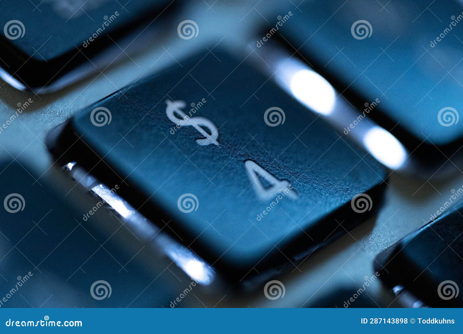 Dollar Key on a Laptop Computer with Backlight Stock Photo - Image of ...