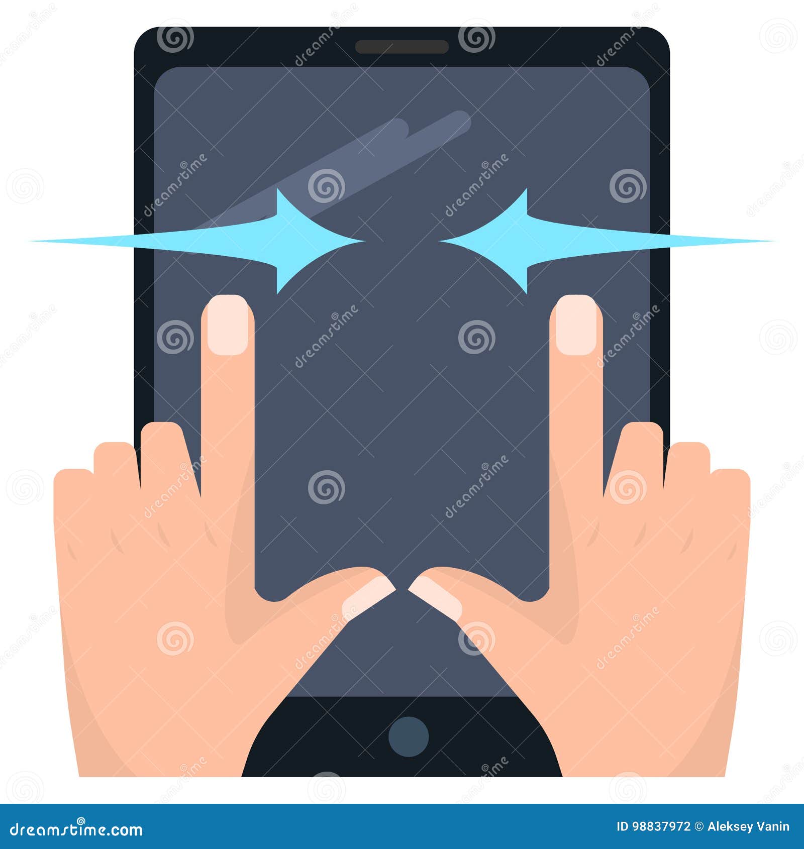Horizontal Pinch Touch Screen Gesture on Tablet Vector Stock Vector ...