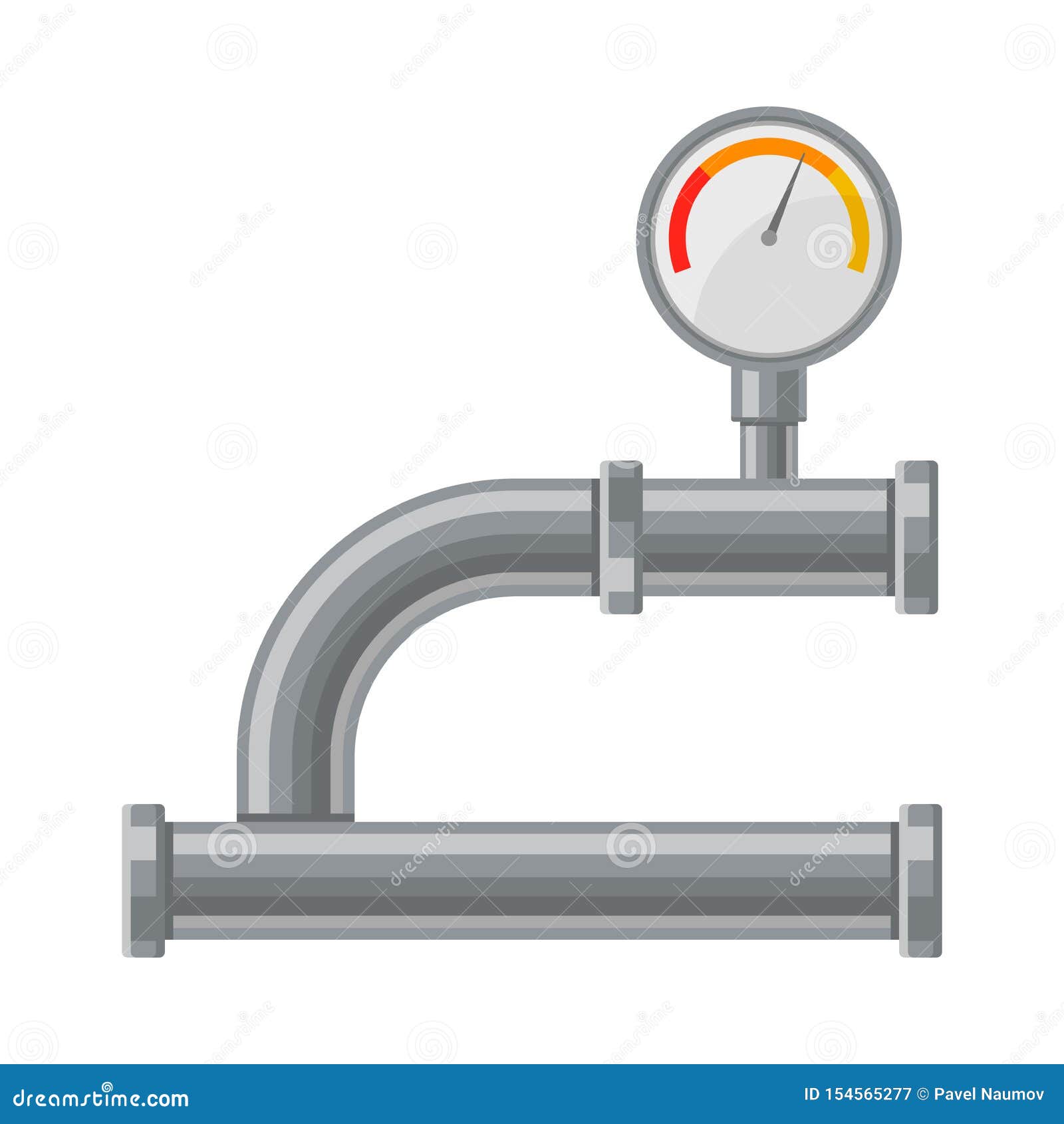 Horizontal Pipe with a Smooth Branch. Vector Illustration on White ...