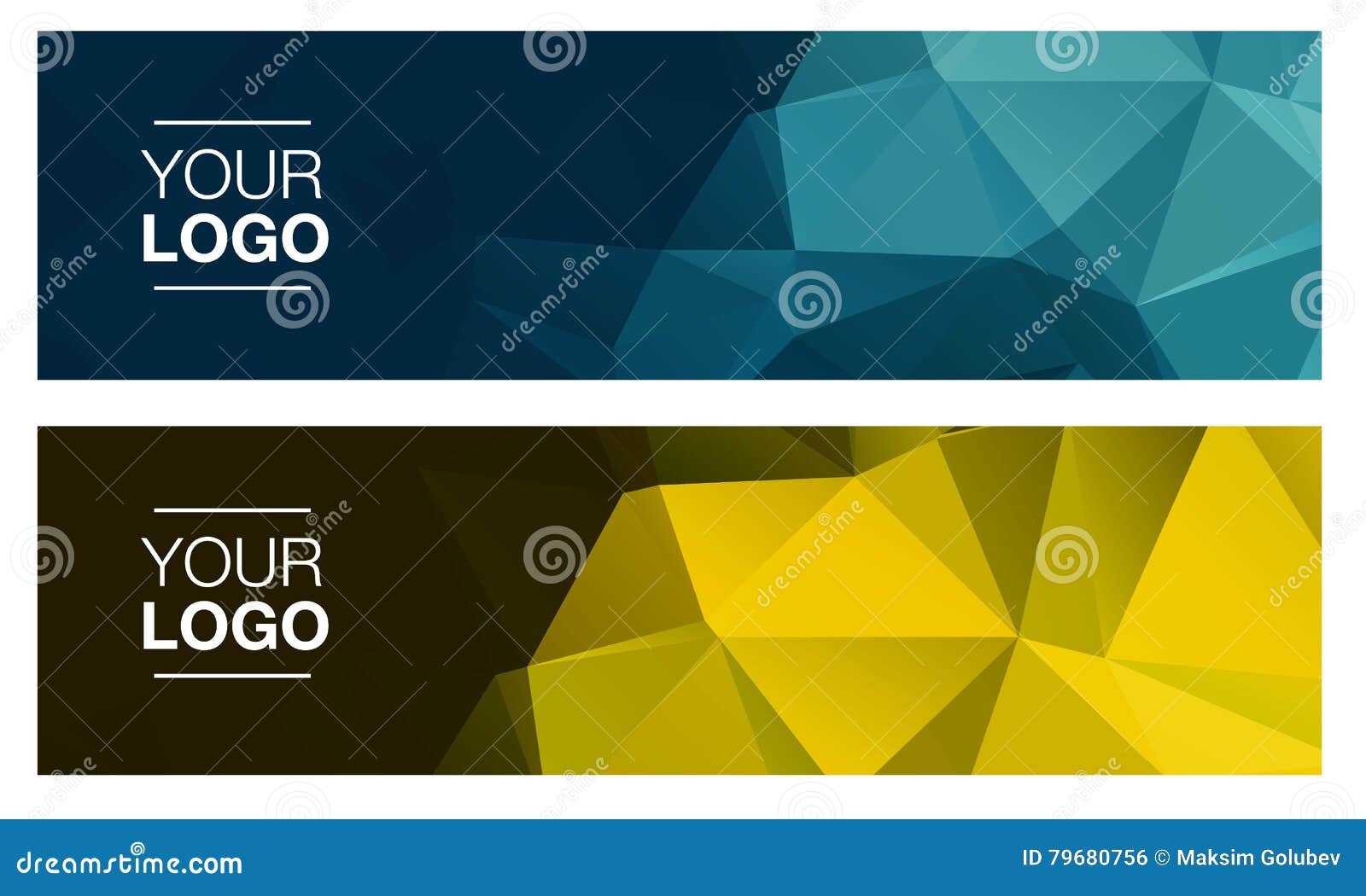 Horizontal Polygonal Banners Stock Vector - Illustration of light ...