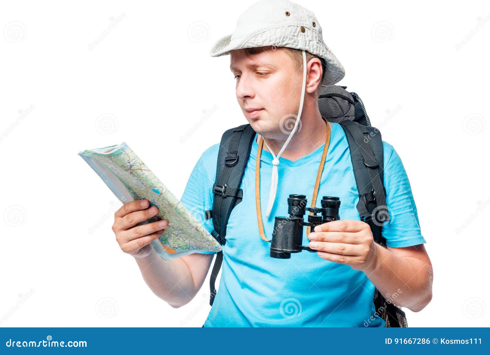 Horizontal Portrait of a Lost Tourist Looking at a Map Stock Photo ...