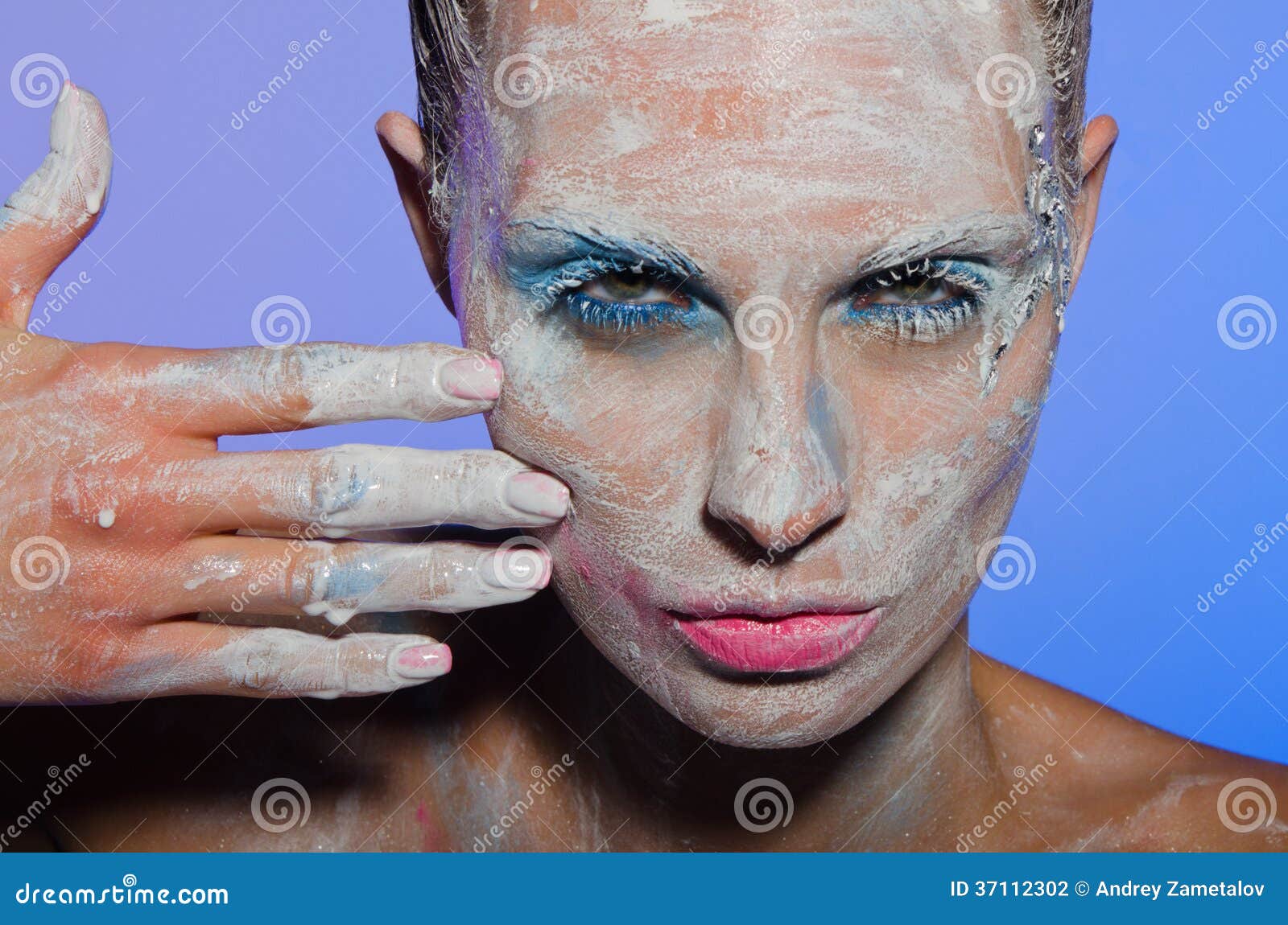 Horizontal Portrait of Woman with Paint on Face Stock Photo - Image of ...