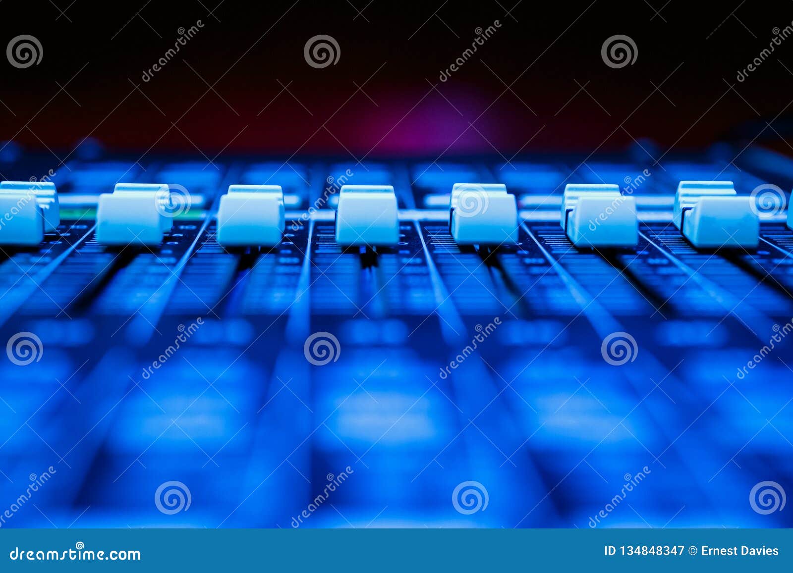 Horizontal Pro Audio Mixing Desk Faders Stock Image - Image of data ...