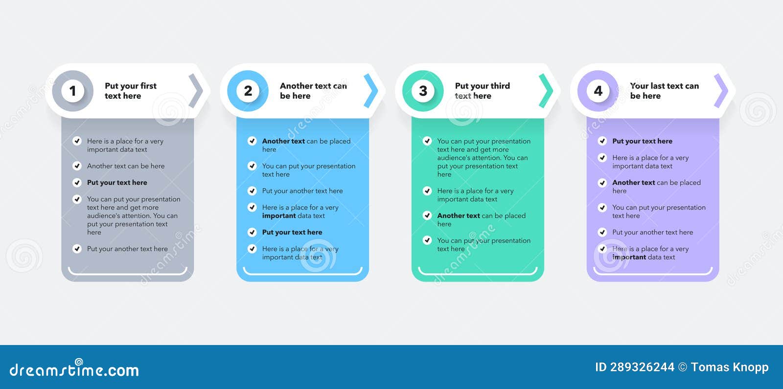 Horizontal Process Infographic Template with Four Colorful Options ...