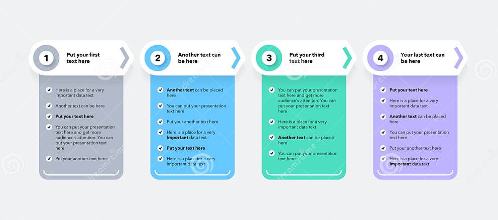 Horizontal Process Infographic Template with Four Colorful Options ...