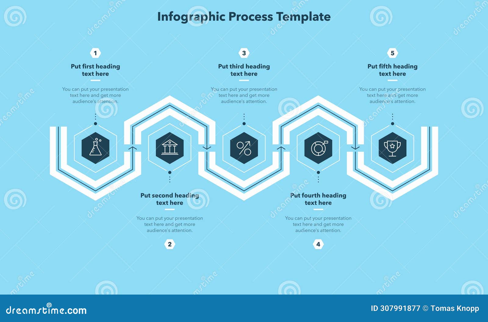 Horizontal Process Infographic Template with Five Stages - Blue Version ...