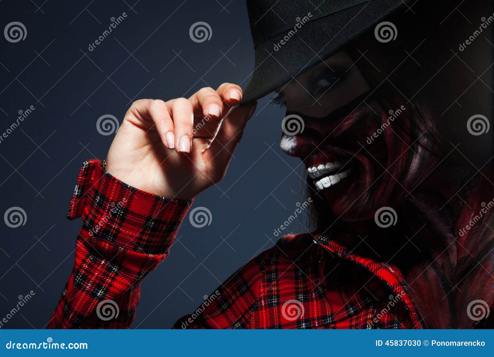 Horizontal Profile Portrait of Woman with Face Art Stock Photo - Image ...